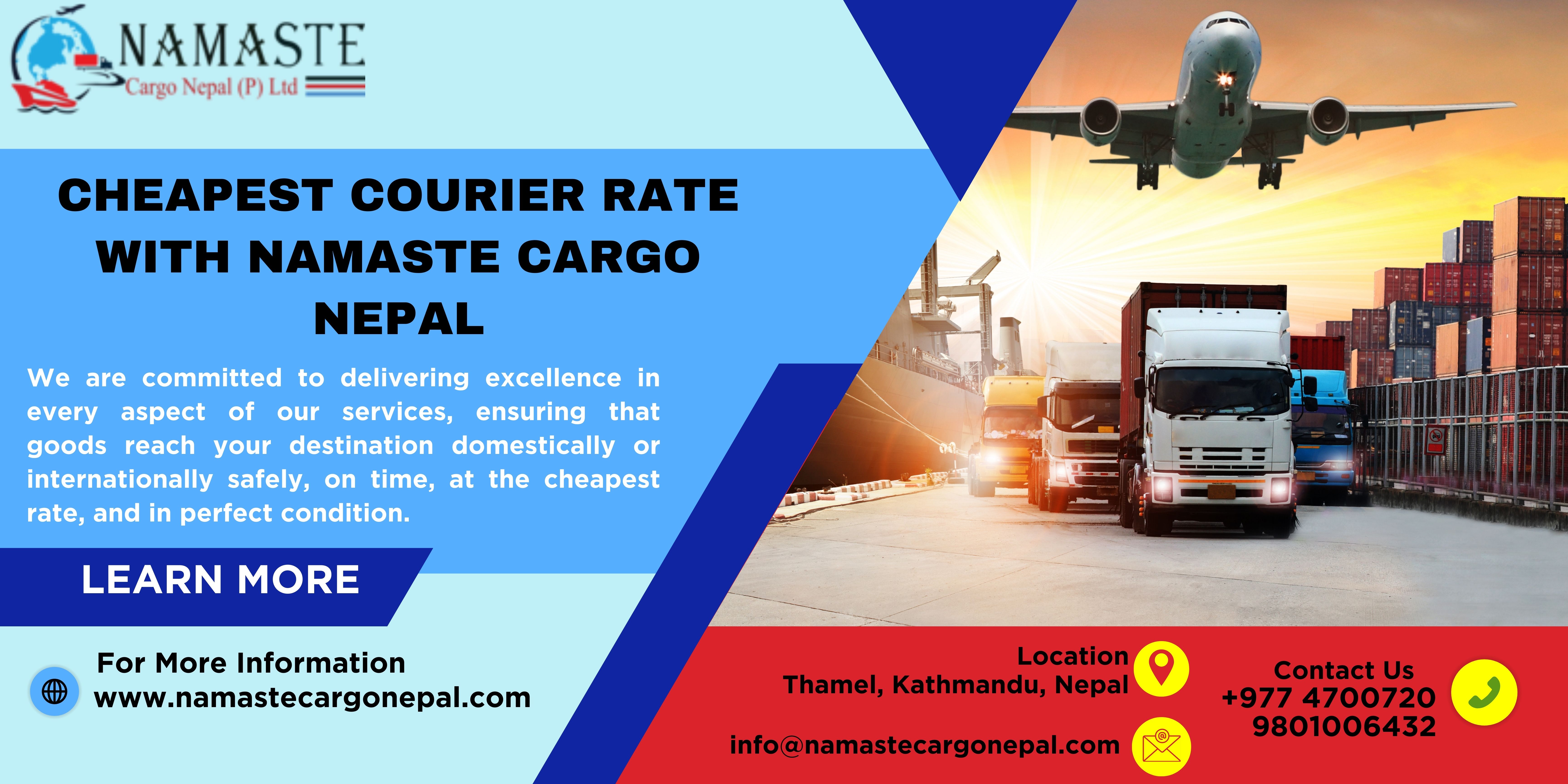 Cheapest Courier rate with Namaste Cargo Nepal